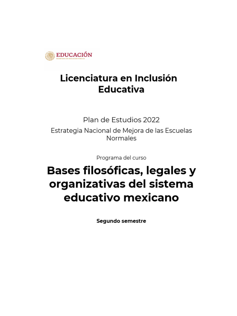 Bases Filosóficas, Legales y Organizativas Del Sistema Educativo ...