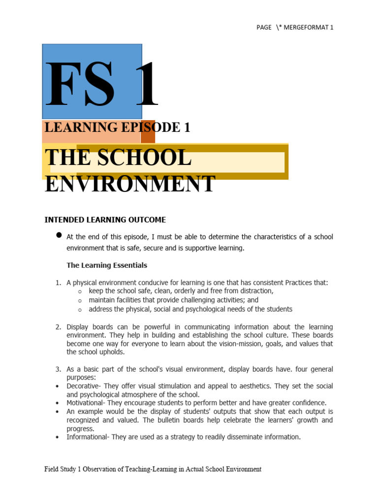 Fs Learning Episodes | PDF | Classroom | Learning