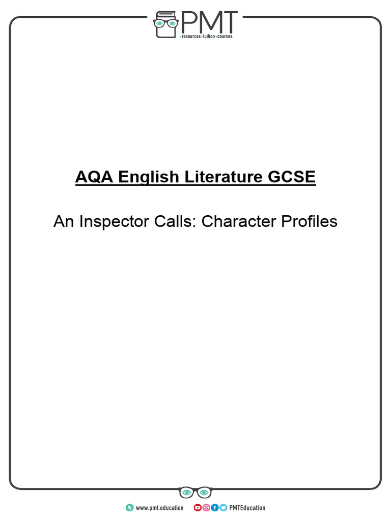 Character Profiles An Inspector Calls AQA English Literature GCSE | PDF