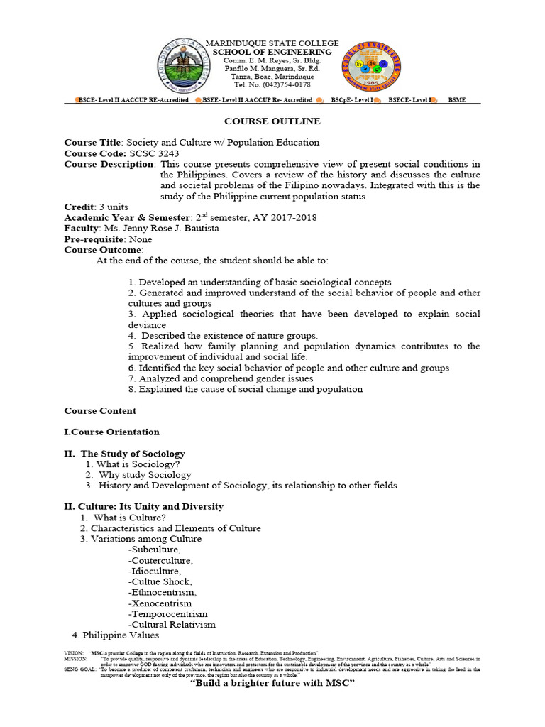 Society and Culture Course Outline | PDF