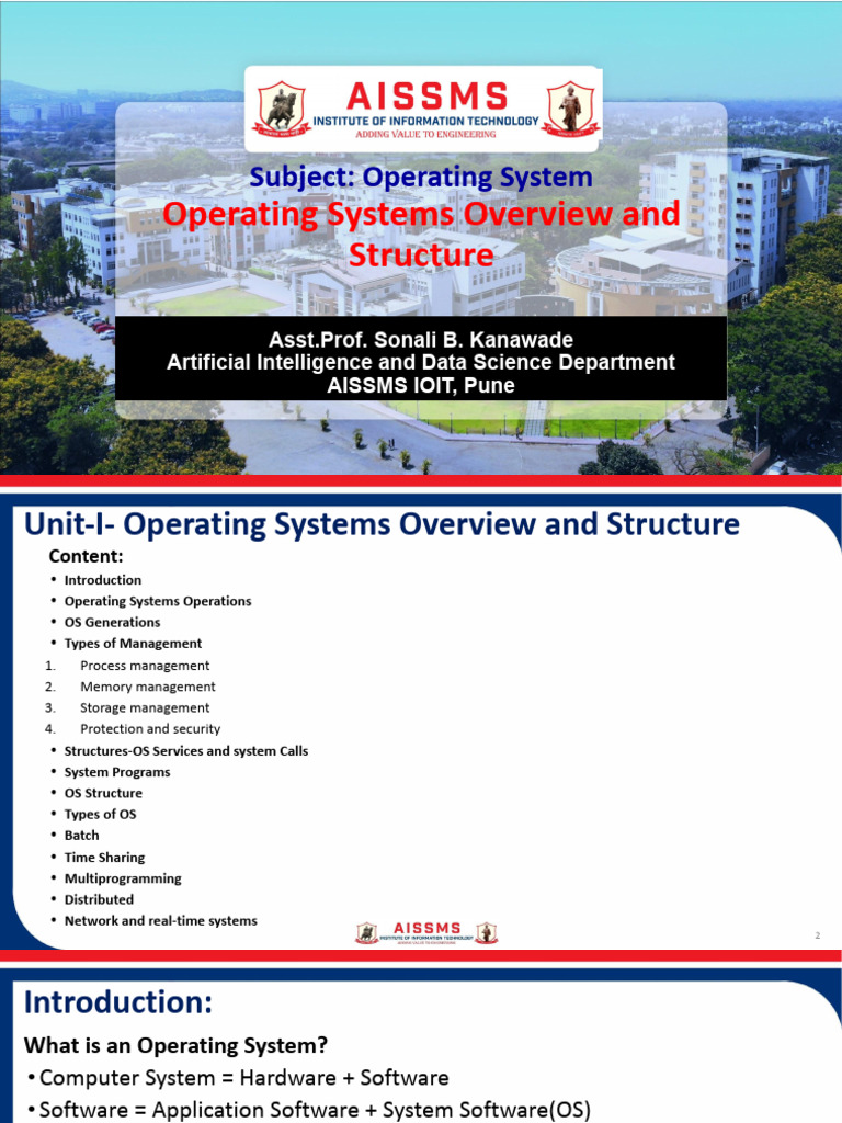 Unit-I-Operating System Overview and Structure | PDF | Operating System | Process (Computing)