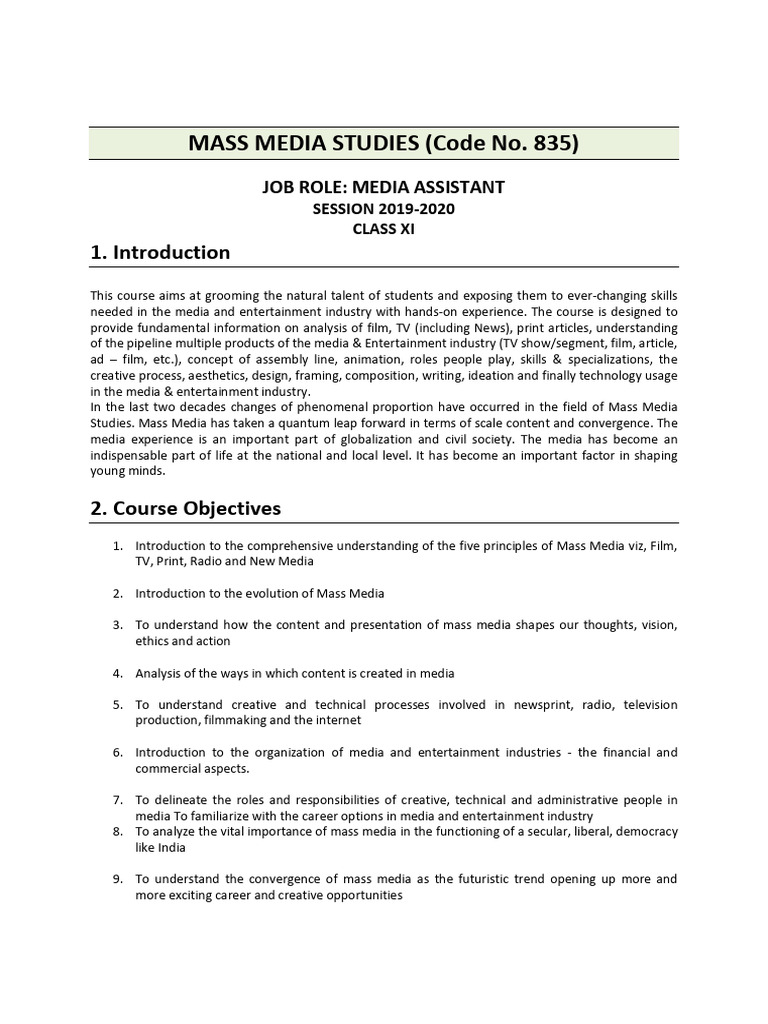 835-Mass Media Studies | Download Free PDF | Teachers | Mass Media