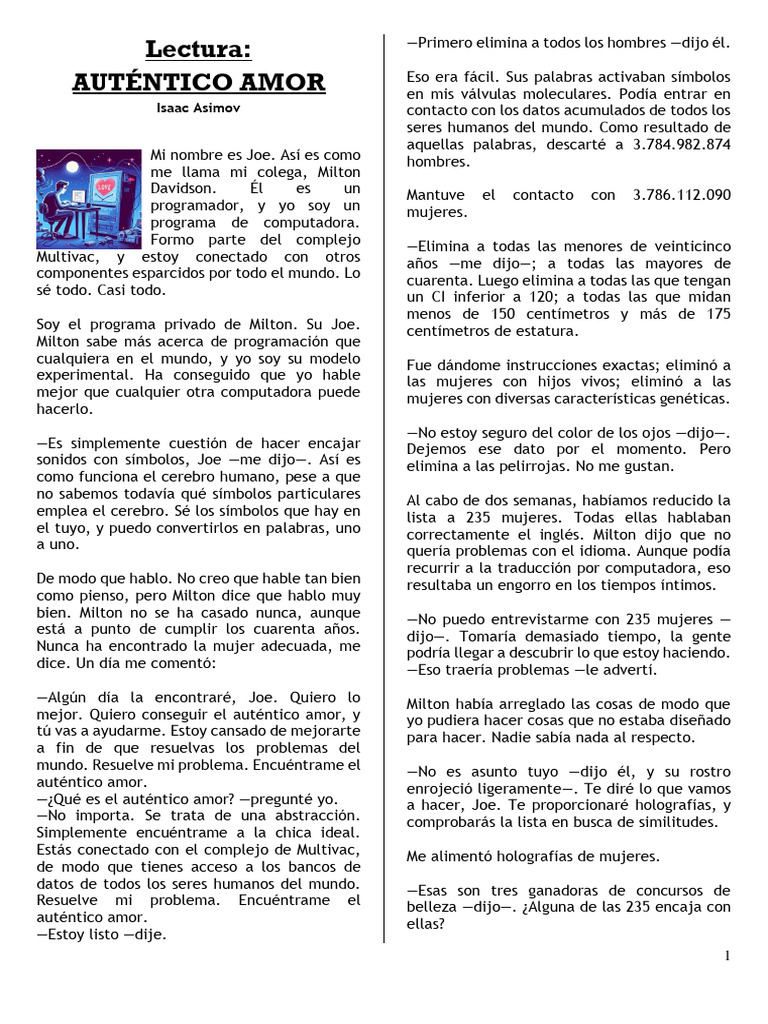 El Cuento de Ciencia Ficción - Práctica de Lectura | PDF | Amor