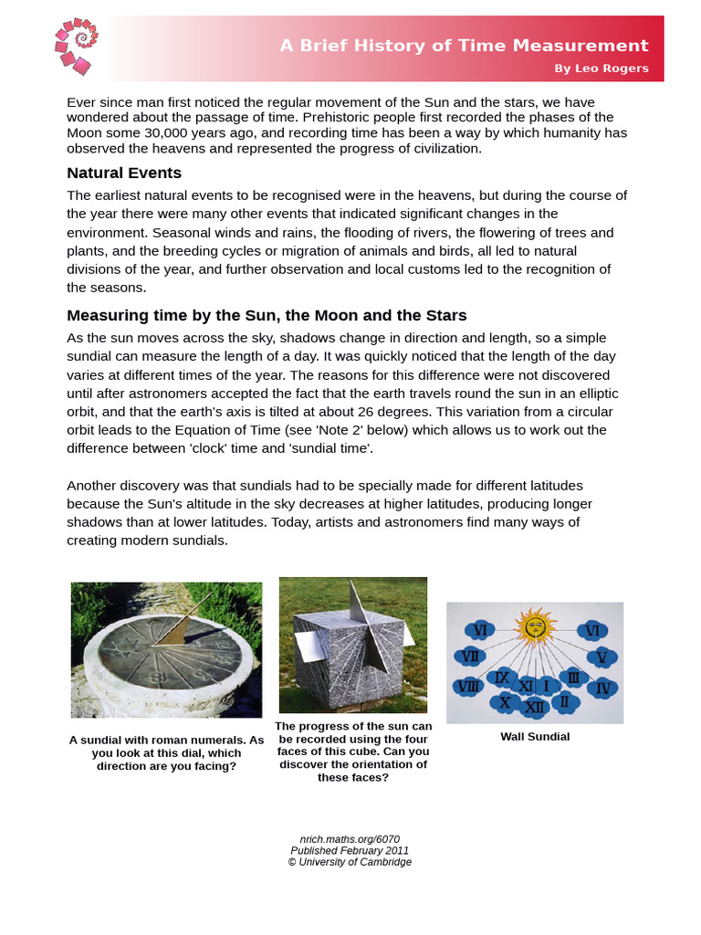 A Brief History of Time Measurement | PDF | Social Science | History
