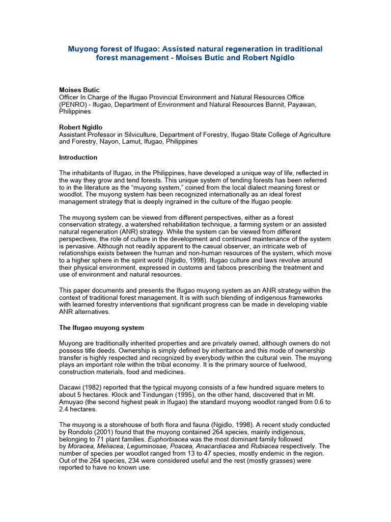 Muyong Forest of Ifugao | PDF | Trees | Forestry