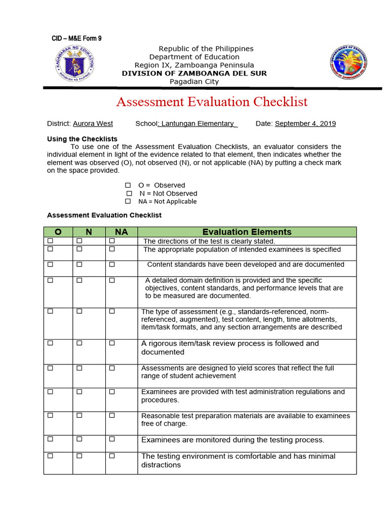 Cid Me Form 9 | PDF | Evaluation