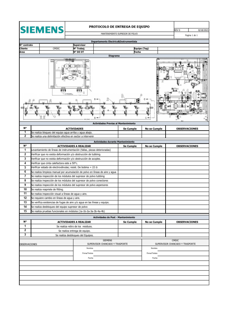 Protocolo de Entrega de Equipos Mtto Mayor Equipos Auxiliares - Rev01 | PDF | Bienes ...