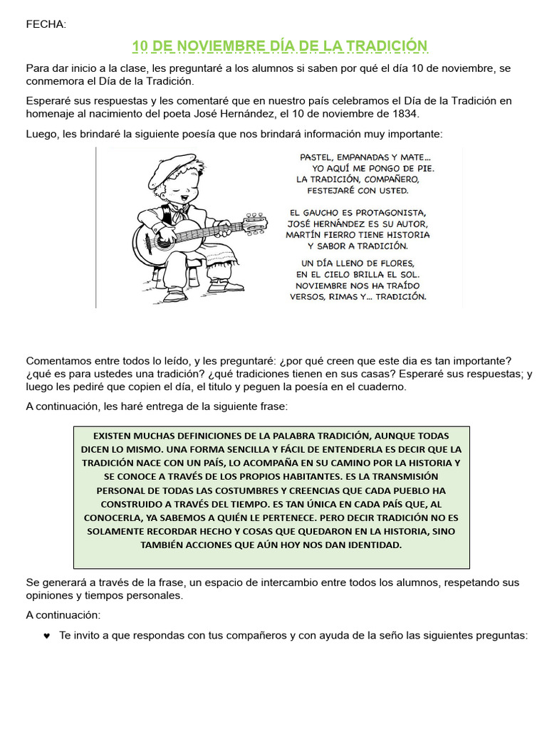 Dia de La Tradicion | PDF | Tradiciones