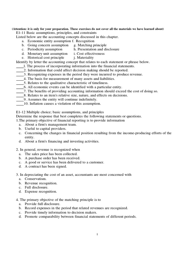 Supplementary Exercises Chapter 1-3 | PDF | Income | Revenue