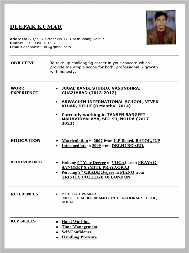 Deepak Kumar - CV | PDF | Career & Growth