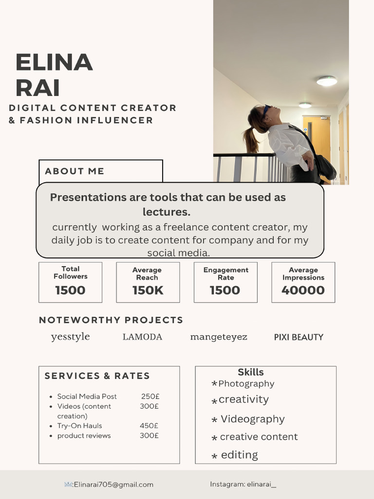 Gray and White Professional and Modern Content Creator Media Kit | PDF