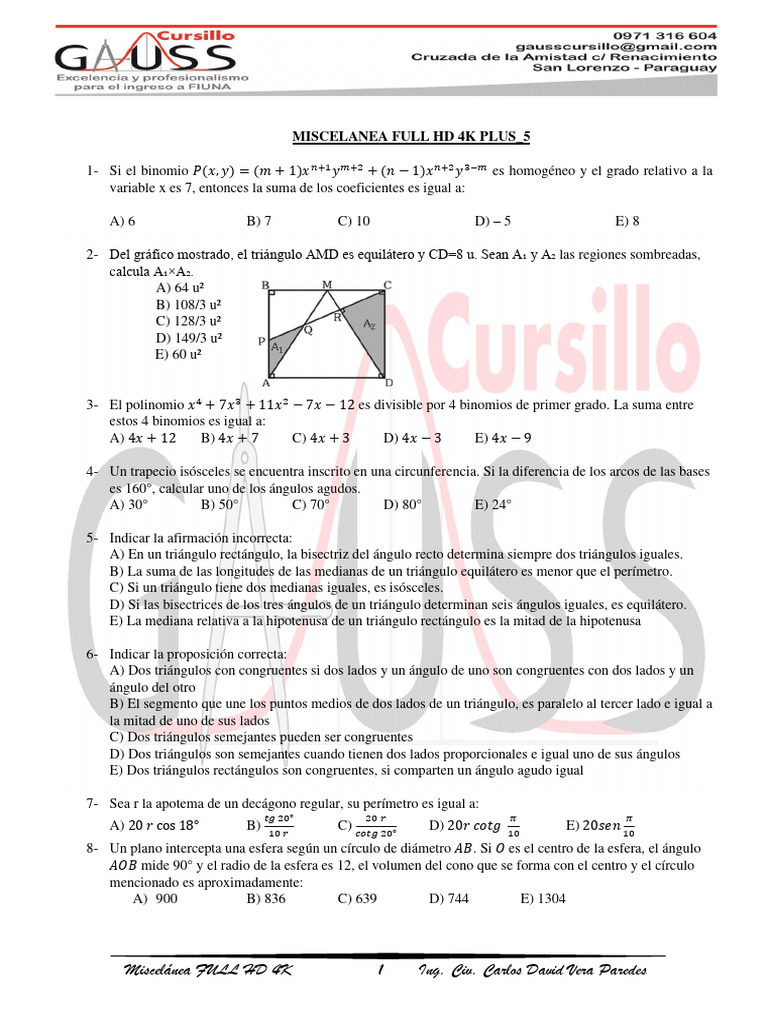 5 - Miscelanea Matematica FULL HD 4K PLUS-5 | PDF | Triángulo | Números