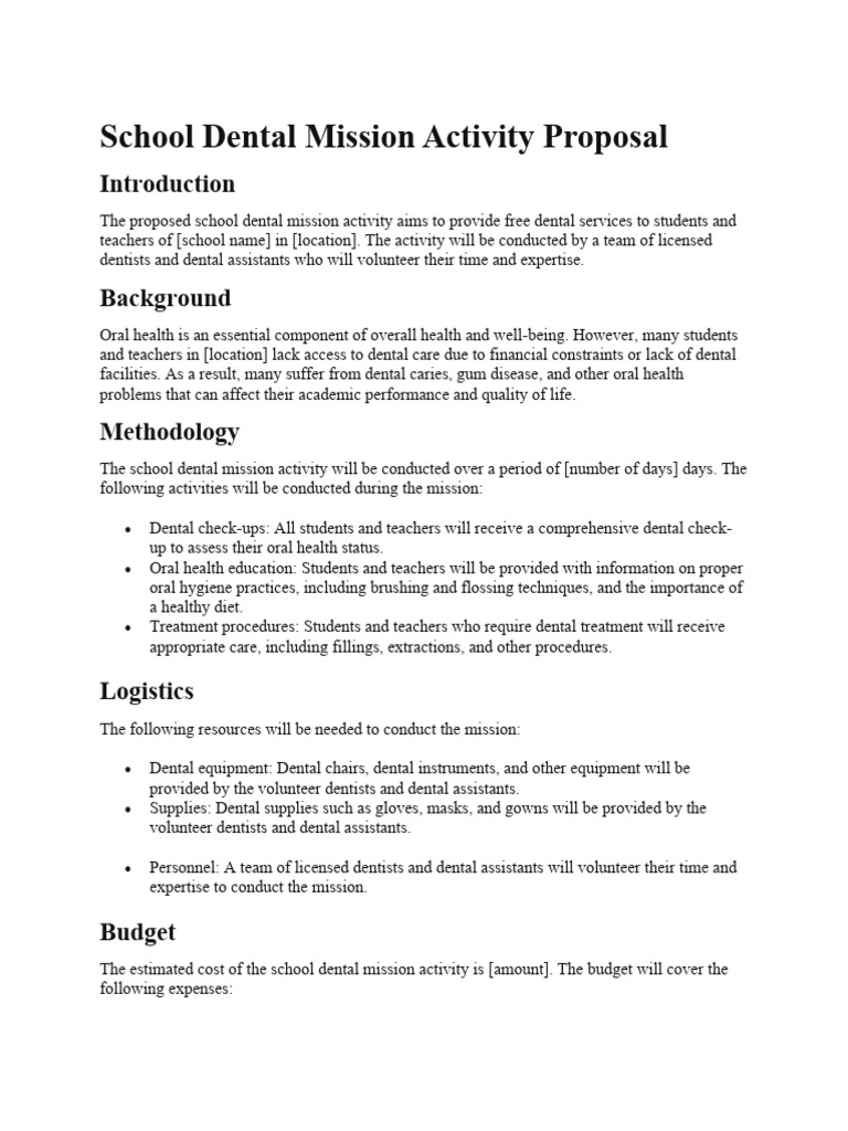 School Dental Mission Activity Proposal | Download Free PDF | Dentistry ...