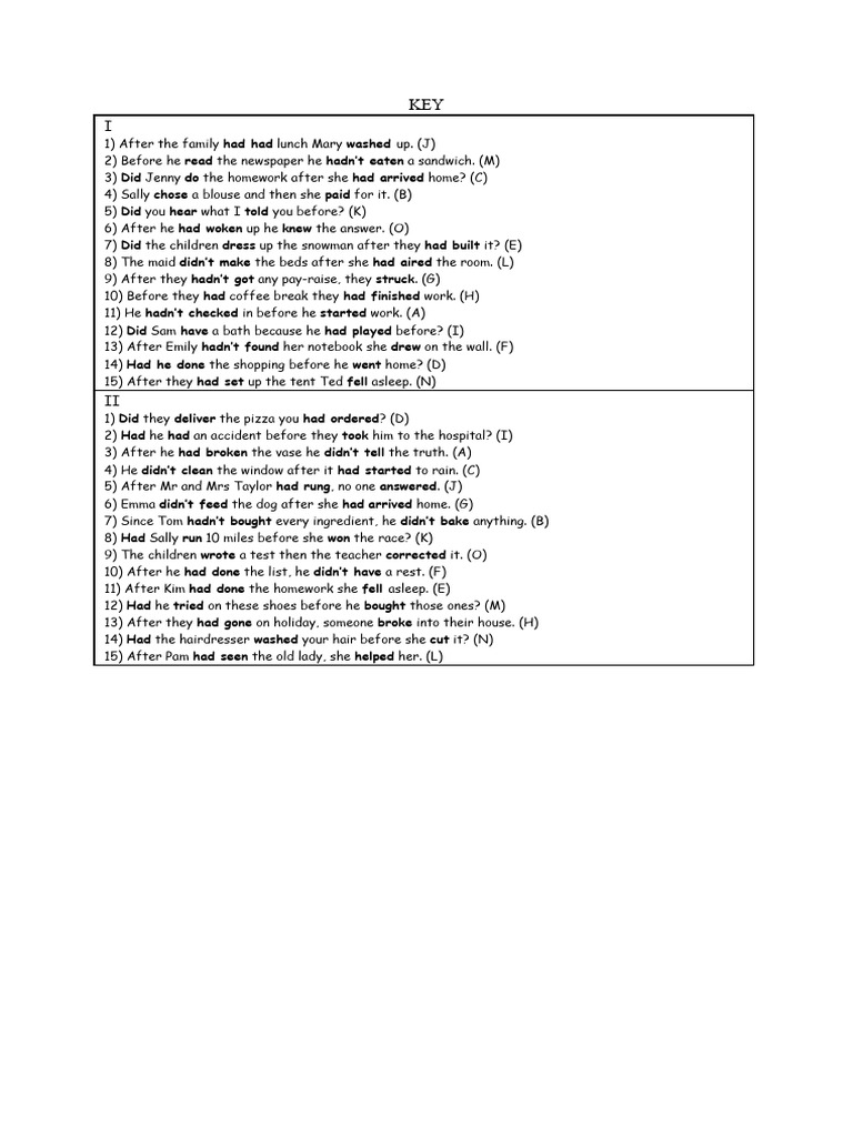 Ficha_ingles_9_ano_past_simple_past_perfect_solucoes | PDF