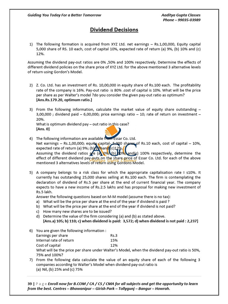 Dividend Decision | PDF | Dividend | Cost Of Capital