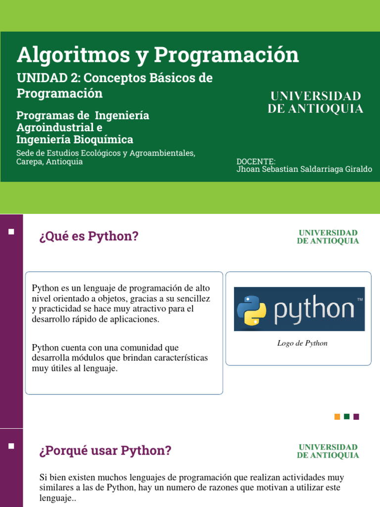 Unidad 2 Algortimos y Progrmacion - Conceptos - Basicos - Programacion | PDF | Python (lenguaje ...
