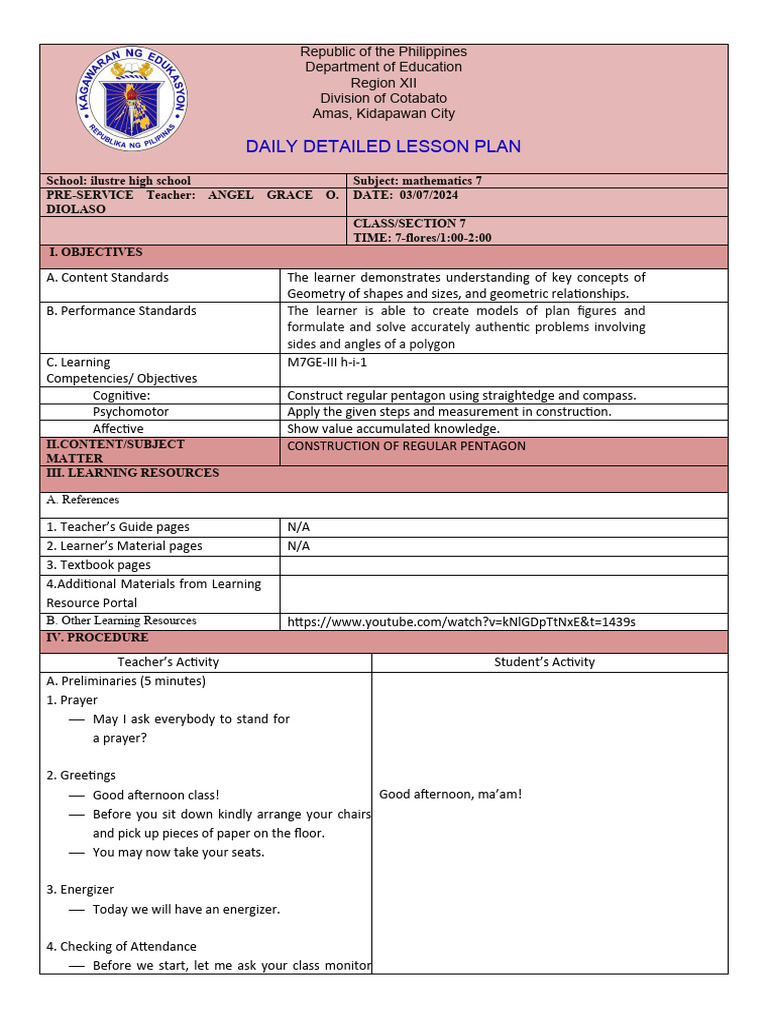 Lesson Plat Format | PDF | Learning | Cognition