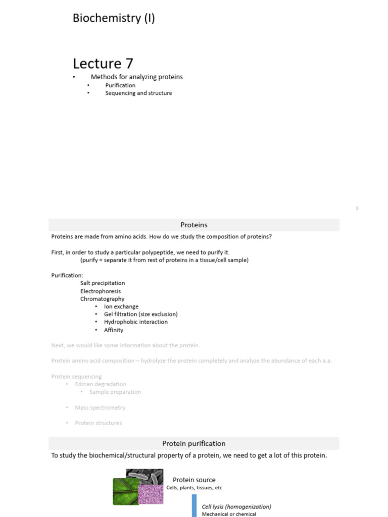 DPN-Biochem I - Lecture 7 - Methods For Protein Purifcation and Characterization | Download Free ...