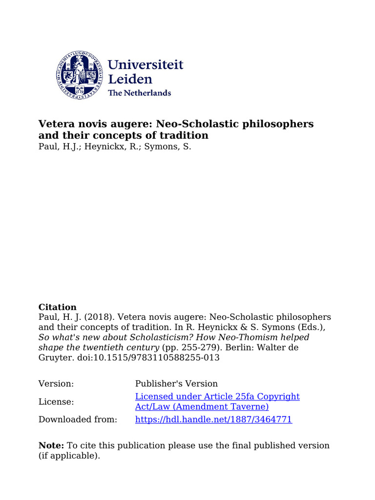 1887 - 3464771-Vetera Novis Augere - Neo-Scholastic Philosophers and ...