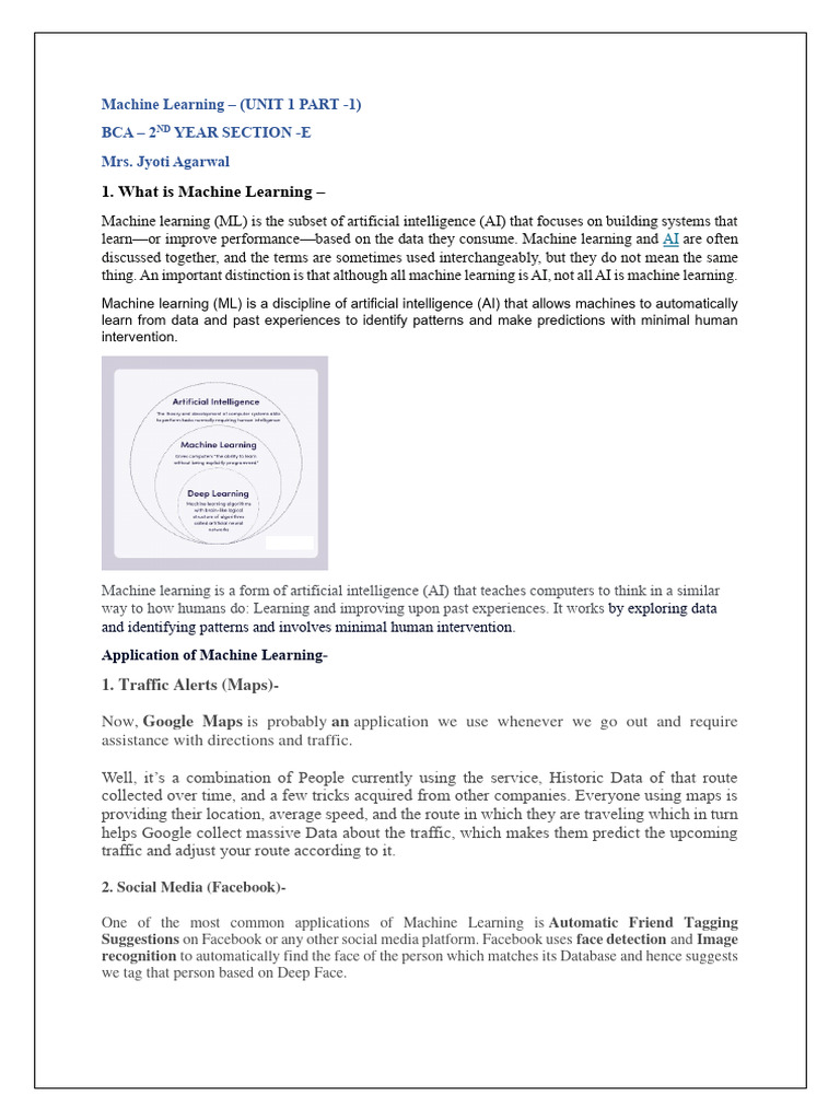 Machine Learinig Ja Bca 2nd Year Part 1 | PDF | Statistical Classification | Machine Learning