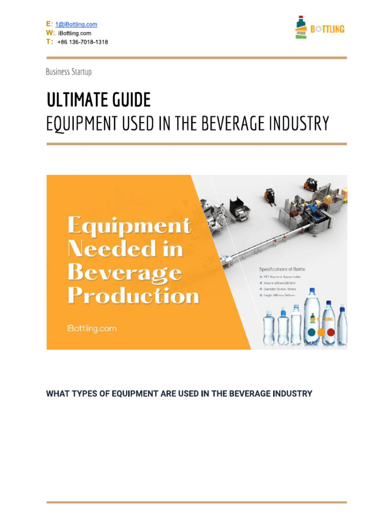 Beverage Equipment Used in The Beverage Industry | PDF