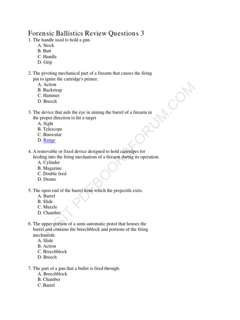 Forensic Ballistics Review Questions 6 | Download Free PDF | Cartridge ...
