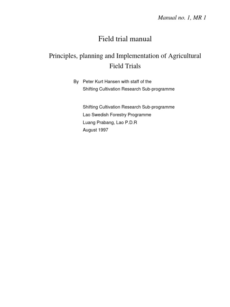 Agricultural Field Trial Manual | PDF | Agriculture | Experiment