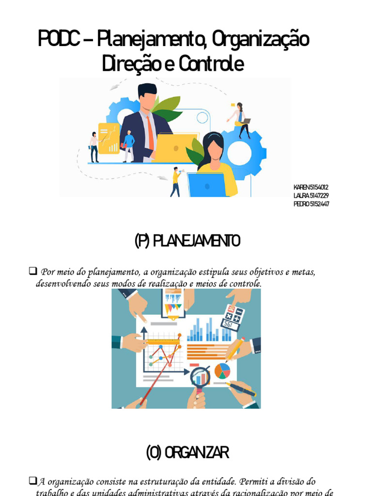 PODC - Planejamento, Organização Direção e Controle | PDF