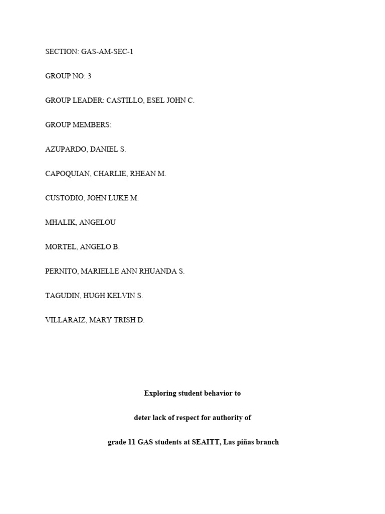 Title Behavior Template | PDF | Behavior | Attitude (Psychology)