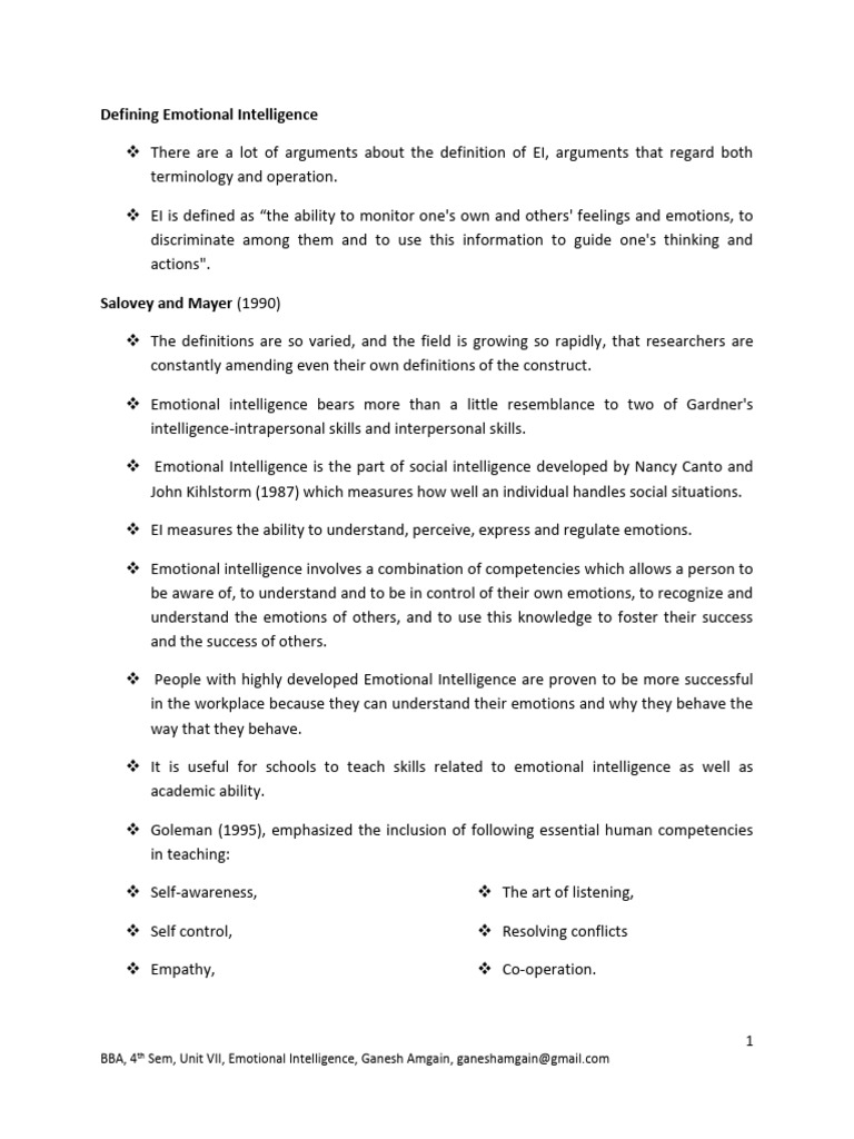 Emotional Intelligence Pdf Emotional Intelligence Intelligence