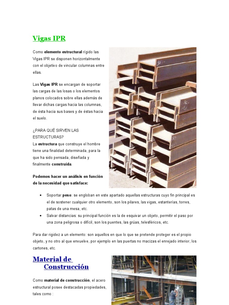 Vigas IPR | PDF | Acero estructural | Materiales de construcción