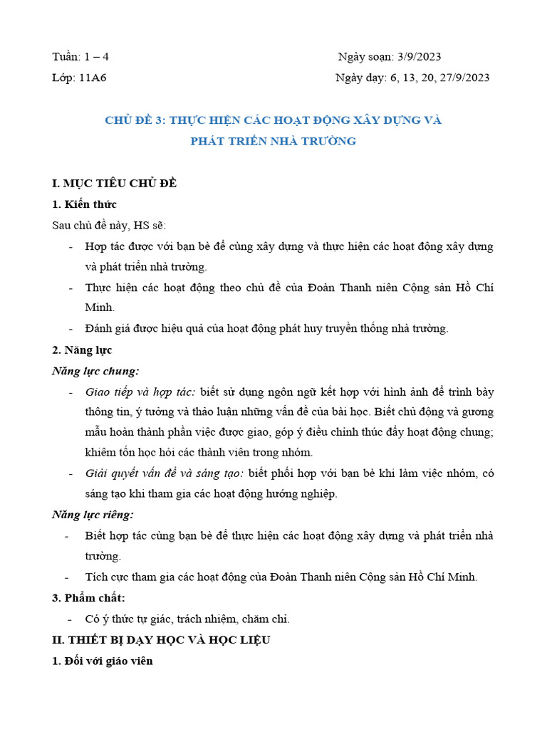 GA HĐ TN - HN 11 TUẦN 1 - 4 (CĐ3) | PDF