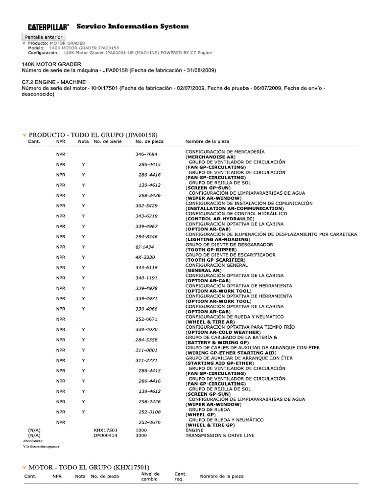 140K Motor Grader Jpa00158 | PDF