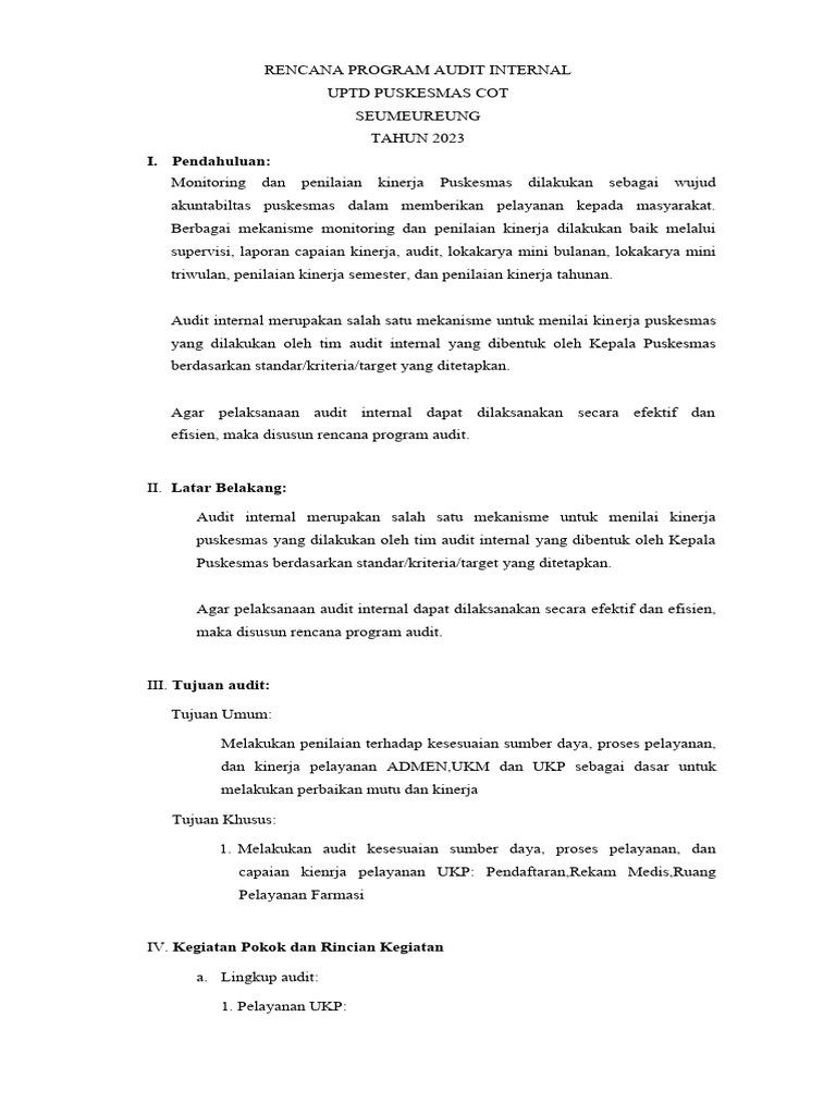 (Revisi) 1.6.3.b (1) Rencana Program Audit Internal | PDF