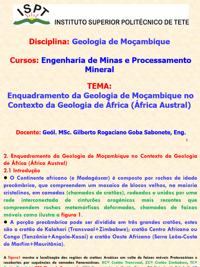Geol. Moc. Cap.2 PPT Enquadramento Geol. Moc No Contexto Geol. Africa-1 ...