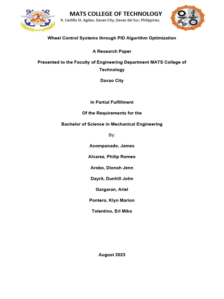 FINAL Wheel Control Systems Through PID Algorithm Optimization | PDF