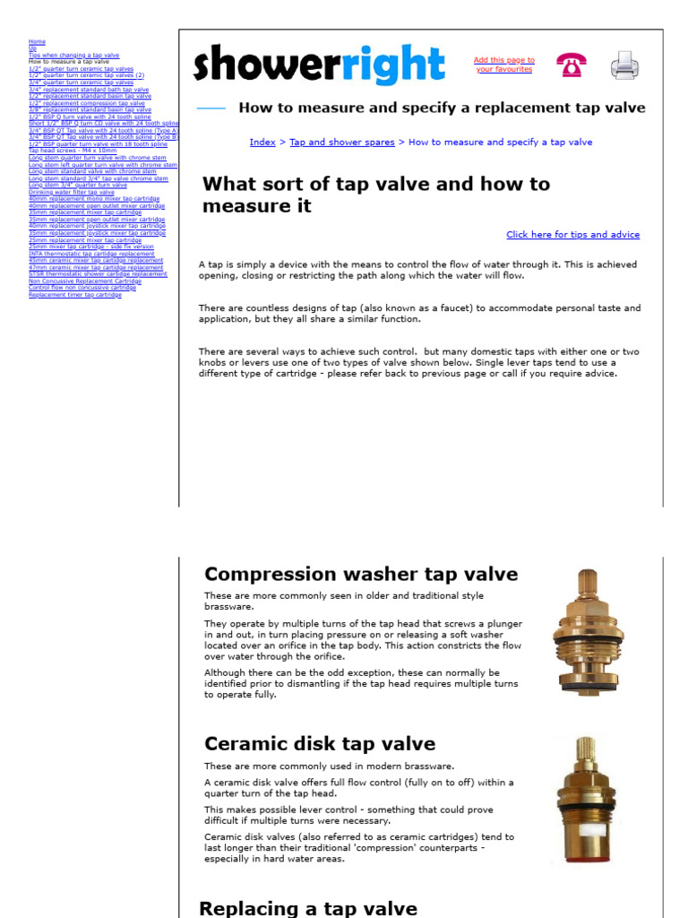 Replacement Tap Valve - How To Measure A Tap Valve or Cartridge - Key ...