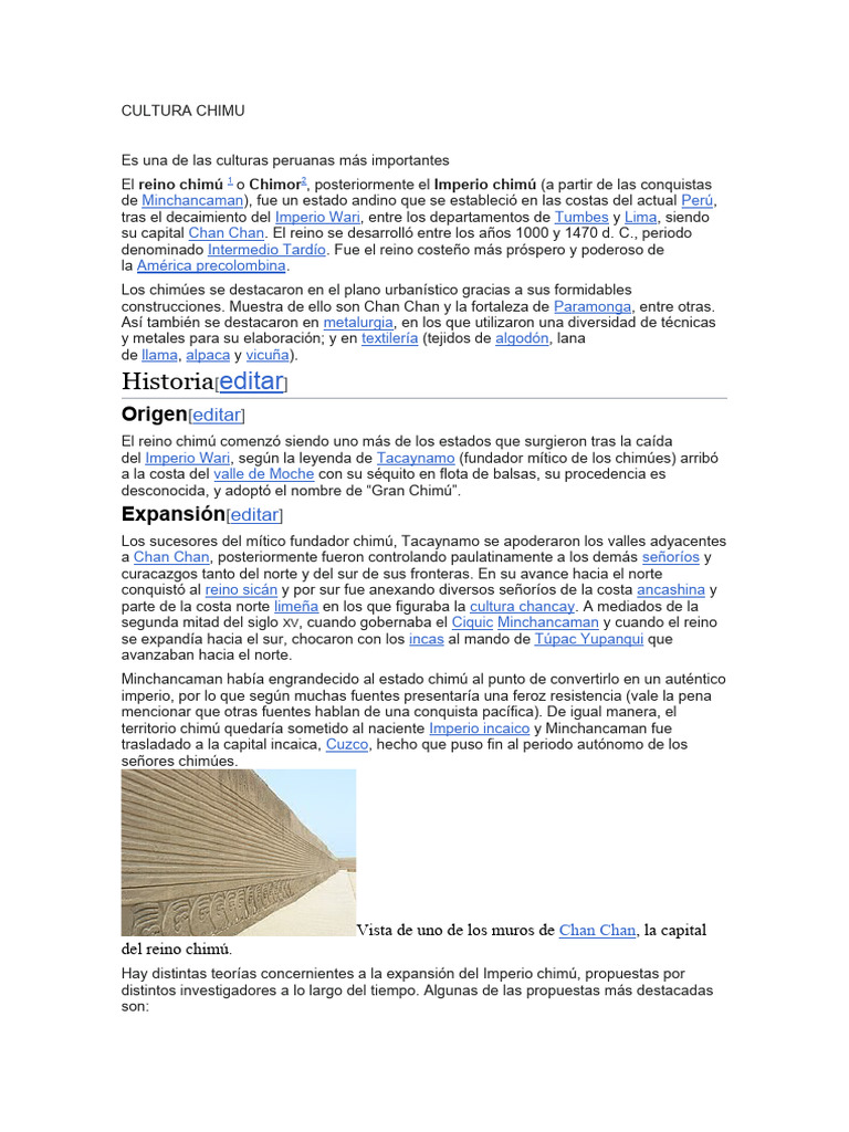 Historia del Imperio Chimú | PDF | Perú