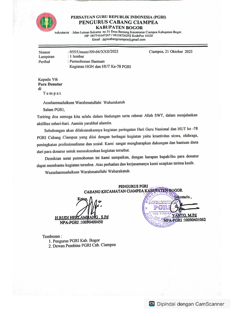Surat Permohonan Bantuan | PDF