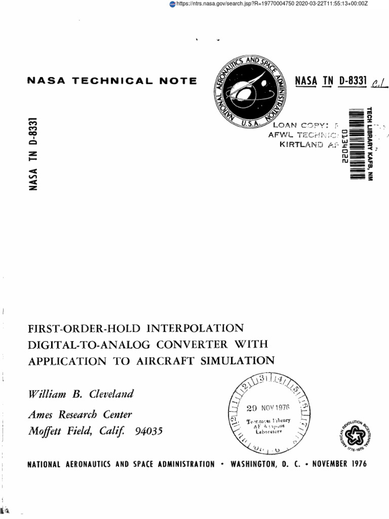 Nasa Technical Note | PDF | Digital To Analog Converter | Ames Research Center