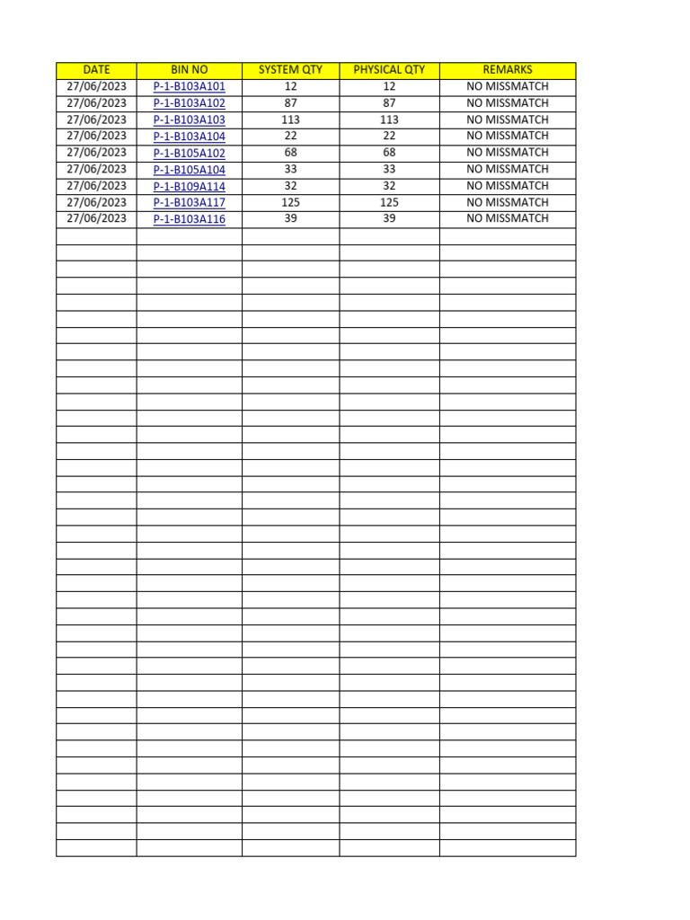 Inventory Quantity Mismatch Report | PDF