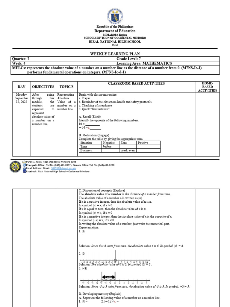WLP Math 7 Q1 Week 4 | PDF