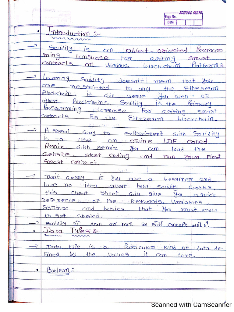 Solidity Programming Notes | PDF Solidity Programming Notes | PDF