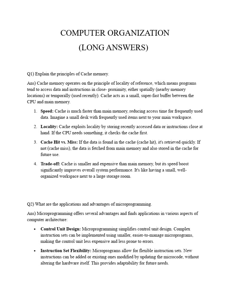 Computer Organization (Short Answers) | PDF | Computers