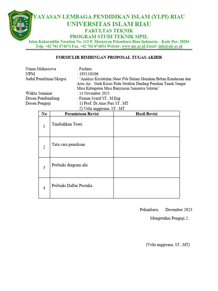 Format Revisi Sempro | PDF