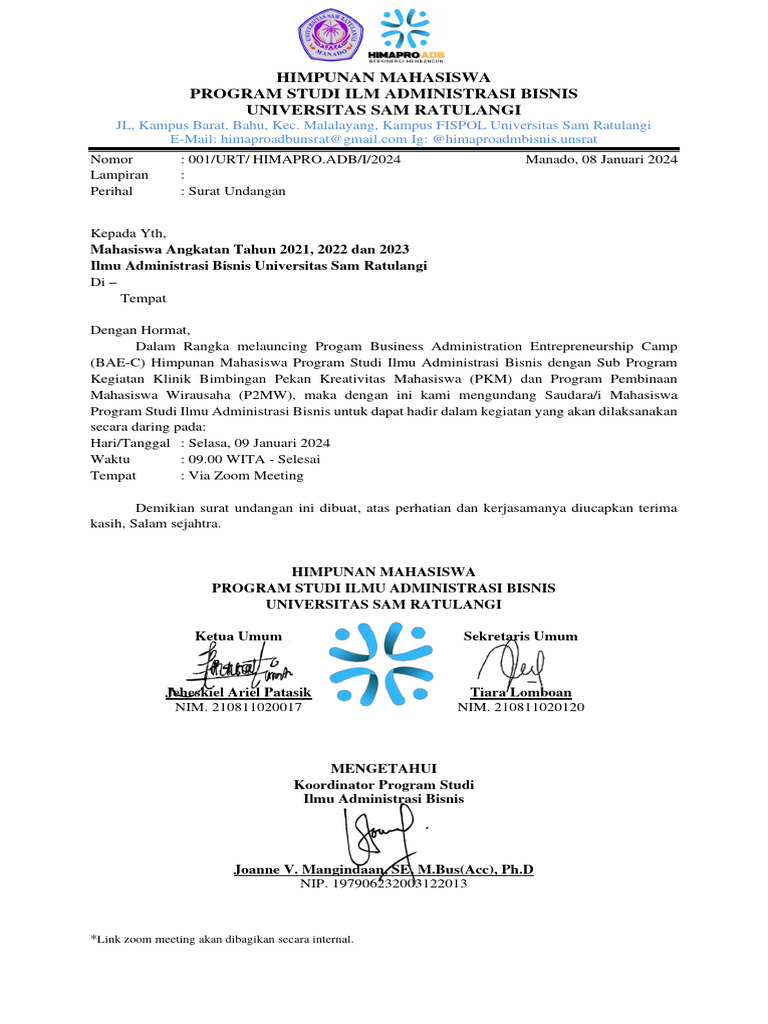 Surat Undangan Launching BAE-C | PDF