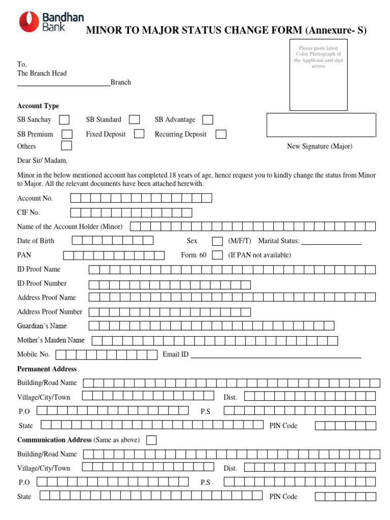 Minor To Major Change Form - Annexure - S | PDF