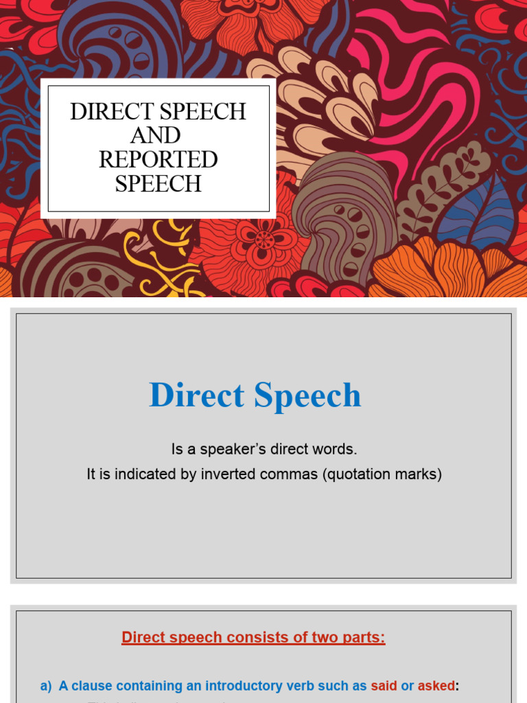 Direct and Reported Speech-1 | PDF | Comma | Verb