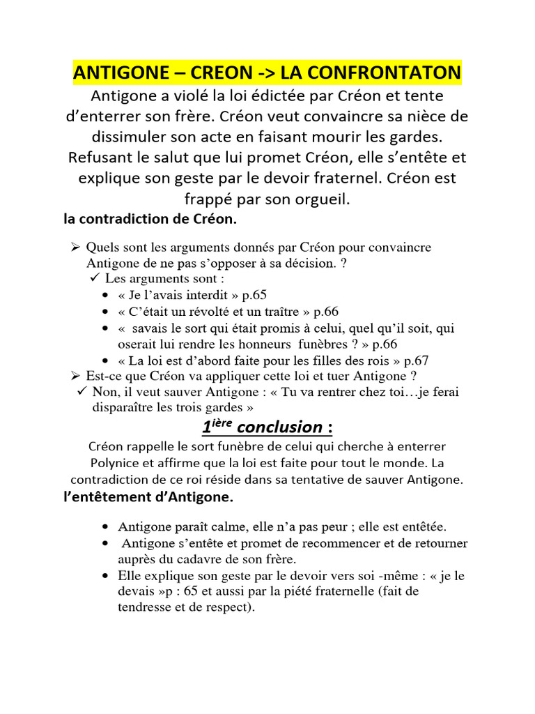 Antigone Creon Prepare Par Mehdi | PDF