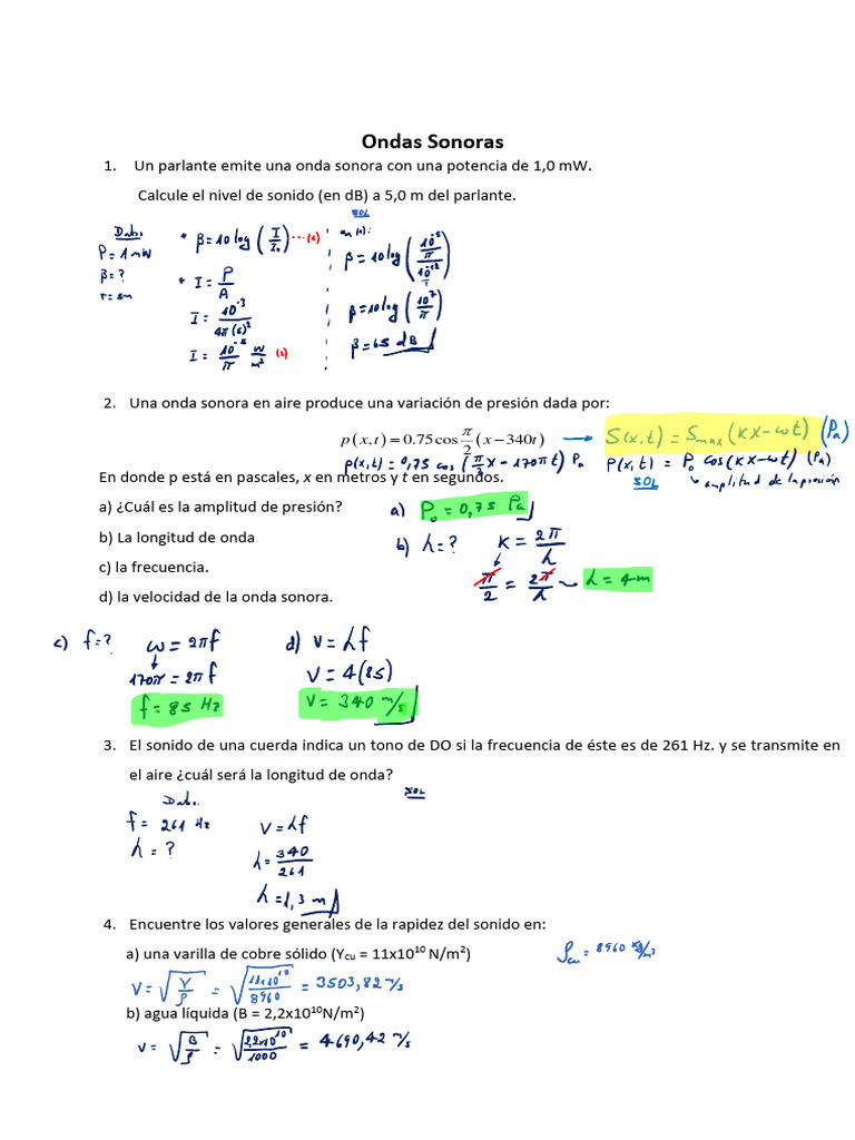 Ondas: Ejercicios Resueltos I : Problemas Resueltos de Ondas: Física – UZAO